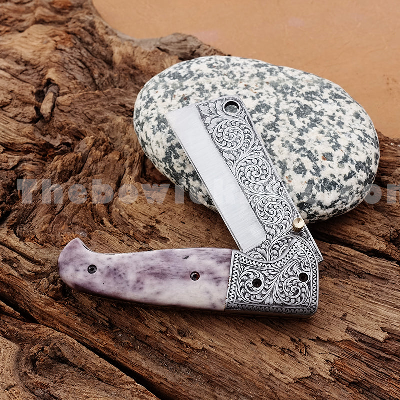 Custom Engraved Pocket Knife Bone Handle FK-036 – The Bowie Knife
